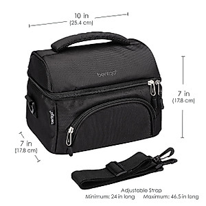 Bentgo® Deluxe Lunch Bag - Durable and Insulated Lunch Tote with Zippered Outer Pocket, Internal Mesh Pocket, Padded & Adjustable Straps, & 2-Way Zippers - Fits Most Lunch Boxes (Carbon Black)
