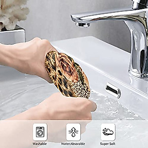 LianMei Bathroom Hand Towels 2 Pack Leopard Soft Luxury Cotton Hand Towel Used for Beach,Kitchen,Bathroom,Spa,Gym Hotel Use