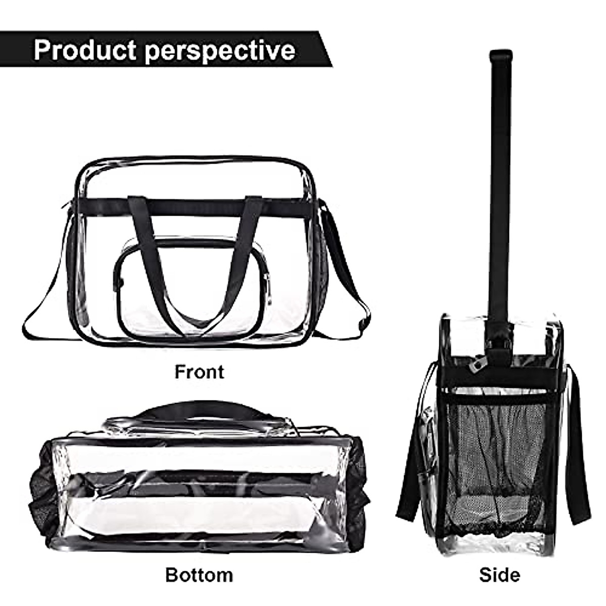UEOE Clear Bags Stadium Approved,See Through Tote Bag+Shoulder Strap Large Transparent Bag