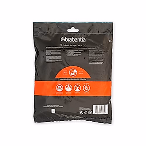 Brabantia PerfectFit Trash Bags (Size W/1.3 Gal) Thick Plastic Trash Can Liners with Drawstring Handles (40 Bags)