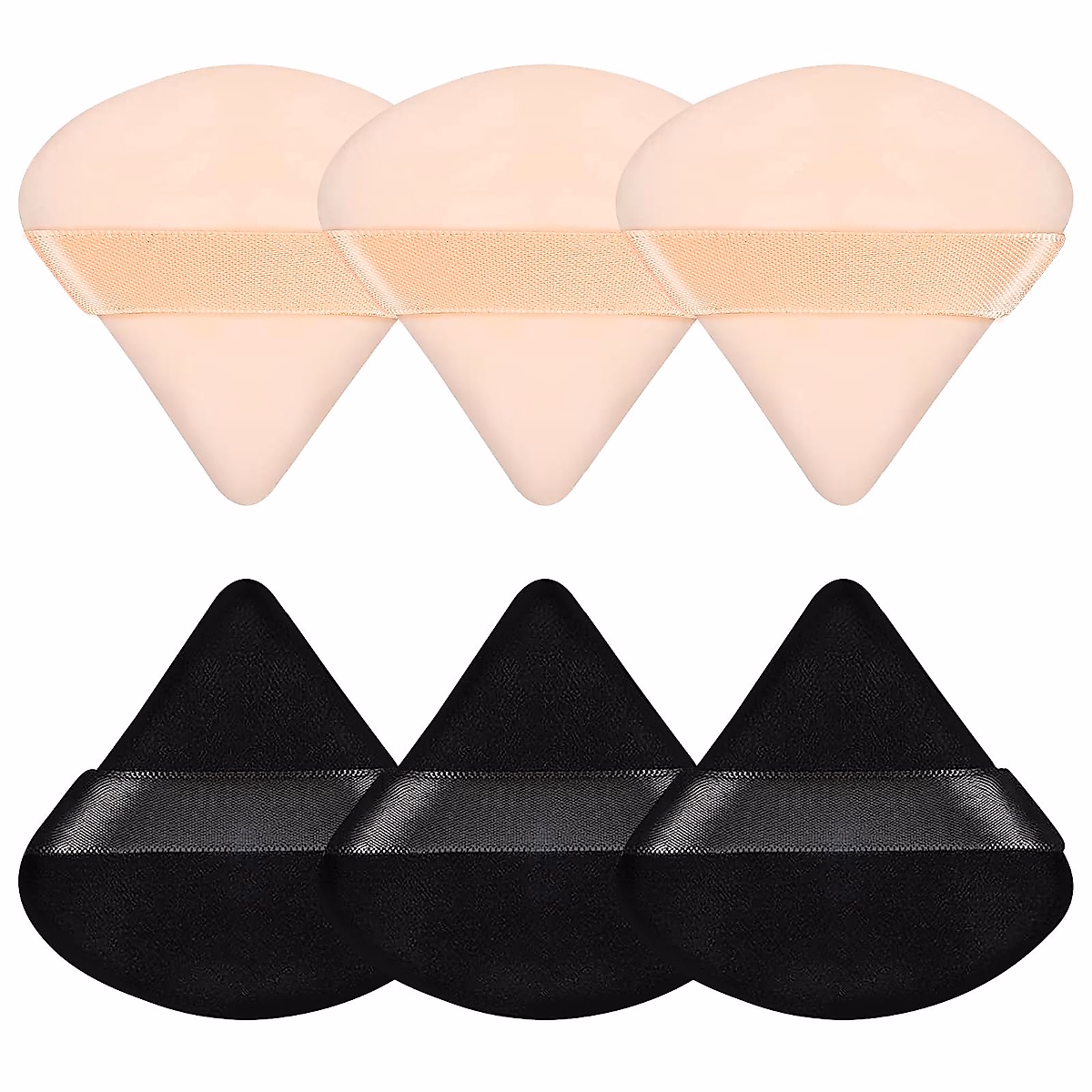 Pimoys 6 Pieces Powder Puff Face Triangle Makeup Sponge Soft Velour Puffs for Loose Powder Setting Powder Blender Foundation Sponge Beauty Makeup Tool, Stocking Stuffers Gift for Women