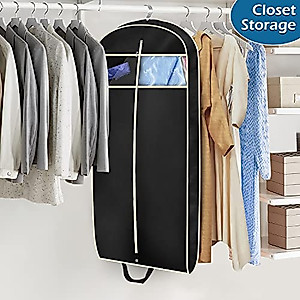 MISSLO 43" Gusseted Travel Garment Bag with Accessories Zipper Pocket Breathable Suit Garment Cover for Shirts Dresses Coats, Black