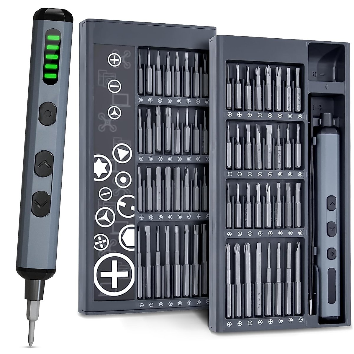 XOOL 68 in 1 Electric Screwdriver Set Precision Screwdriver Set with 64 Magnetic Bits, Rechargeable 2 Gears Torque Power Screwdriver Kit for Electronics, Computer, Laptops, Phone, PC, Game Console
