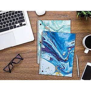 Better Office Products Marble Design Spiral Notebooks, 2 Pack, College Rule, 100 Sheet, 10.5 x 8 inches, Abstract Marble Fashion Design Covers, 2 Pack