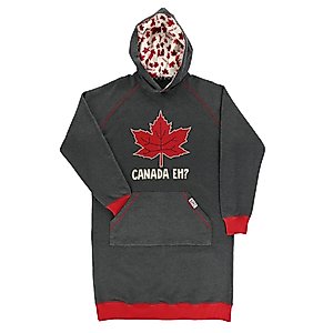 Lazy One Oversized Hoodie Sweatshirt, Comfortable Loungewear, Canada (Canada Eh?, L/XL)