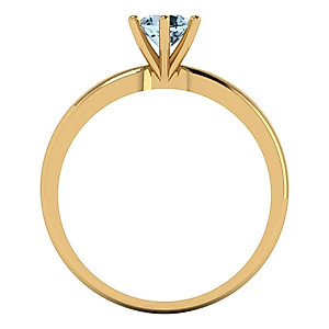 Clara Pucci 0.50 ct Round Cut Solitaire Natural Sky Blue Topaz gemstone Bridal Designer Anniversary Engagement Ring in 14k yellow Gold