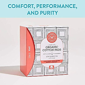 The Honest Company Organic Cotton Pads | Super | Hypoallergenic Pads with Wings | Ultra-Soft and Ultra-Thin | PH Compatible | Breathable | Plant-Based with Organic Cotton | 10 Count