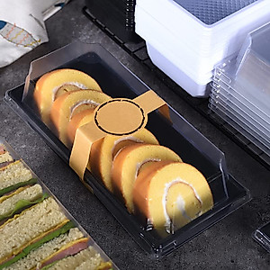 Hewnda 50 Pack Sushi Containers With Lid,Small Pastry Container, Plastic Containers for hot dogs, sandwiches, French fries, muffins (Black)