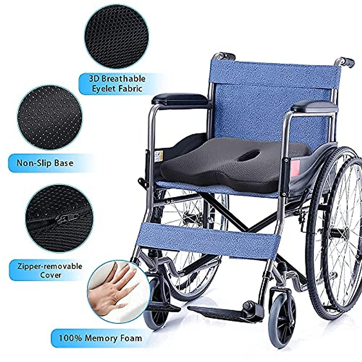 beobeu G2 Seat Cushion Memory Foam Seat Pad Coccyx Pillow for Office Gaming Dinning Chairs Car Seat Cushions Wheelchairs 18x16in (Soft)