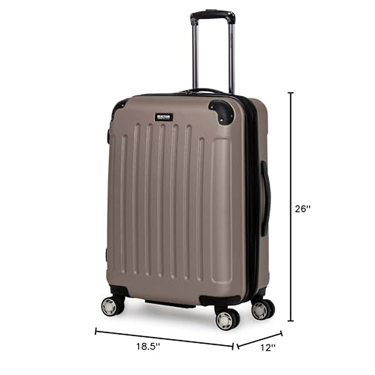 Kenneth Cole REACTION Renegade Luggage Expandable 8-Wheel Spinner Lightweight Hardside Suitcase, Champagne, 24-Inch Checked
