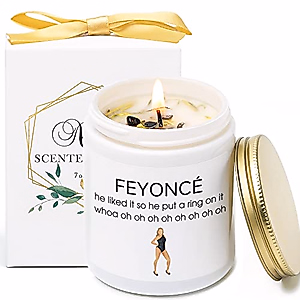 Engagement Gifts for Couples, Feyonce Newly Engaged Gift for Bride, He Put A Ring On it Candle, Vanilla&Lavender Scented Candles with Crystal