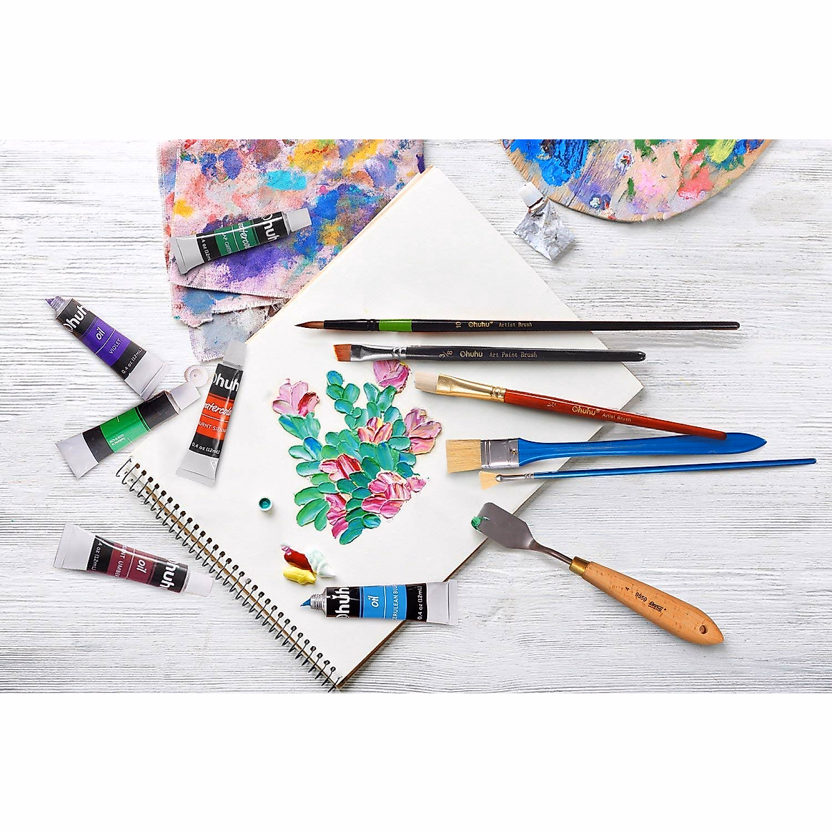 Ohuhu Oil Paint Set, 36 Oil-Based Colors, 12ml/0.42oz x 36 Tubes Non-Toxic Oil Painting Set Supplies for Canvas Painting Artist Kids Beginner Adult Classroom Student Art Supplies Gift DIY