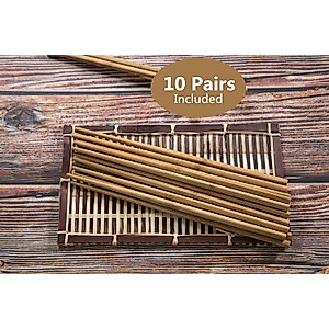 Bamboo Chopsticks Reusable Dishwasher Safe Natural Chinese Health Wooden Bamboo Chopsticks,Long 10 Pairs Sets for Restaurant Home Use Premium Material