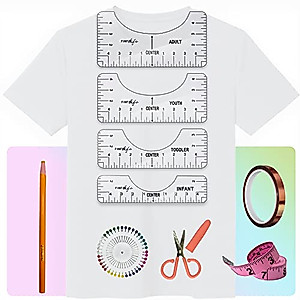 FINFINLIFE Tshirt Ruler Kit - 9Pcs, Transparent Tshirt Ruler Guide for Vinyl, Shirt Alignment, T Shirt Rulers to Center Designs, Shirt Ruler for Vinyl Alignment, T Ruler for Infant Toddler Youth Adult