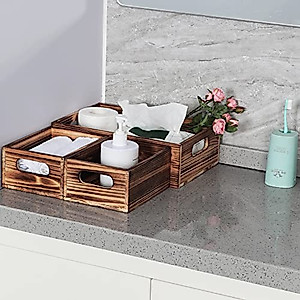 Wooden Crate Stackable Decorative Wood Crates set of 3 for Storage Display Rustic Nesting Box Basket Home Decoration Boxes Container Bin with Cutout Handles Farmhouse Decor with Natural Wood Aroma