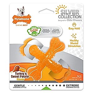 Nylabone Flexi Chew X-Bone Senior Dog Chew Toy Turket & Sweet Potato Small/Regular (1 Count)