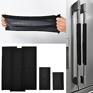 Mofason Refrigerator Door Handle Covers, Keep Appliance Clean for Fridge Microwave Oven Stove Bathroom Freezer Accessories Dishwasher- Your Kitchen Handle Protector (5pcs, Black)
