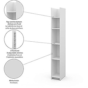 Bestar Small Space 10“ Narrow Shelving Unit in White