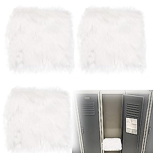 3-Pack School Locker Rugs, 12x12inch Square Plush Cushion Fluffy Area Rug, Mini Carpet Soft Locker Rug Locker Carpet with Non-Slip Back for Middle School Locker Decor Jewelry/Nail Photography (White)