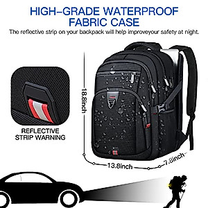 HZENPPOR Travel Backpack for Men, Large Backpack for Men, 50L Laptop Backpacks, Anti Theft XL Extra Big Mens Large Backpack 17.3 Inch Women Men Airline Approved College Bussiness BackPack