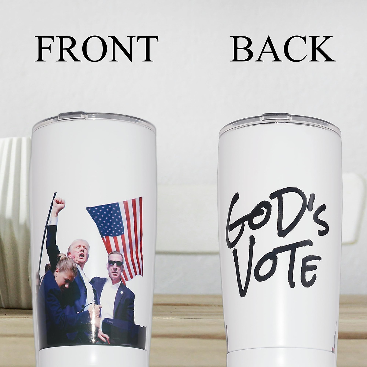 20oz Trump Tumblers - GOD's VOTE - 3D Printing Trump Stainless Steel Cup White 2024 Trump Insulated Tumbler for Gift Trump 304 Stainless Steel Water Bottles Trump Tumbler Cups for Hot and Cold Drinks