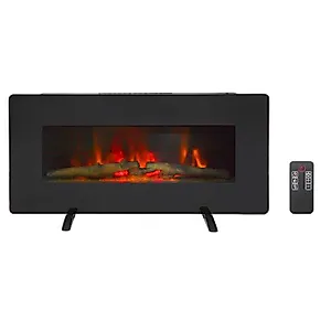 36 Inch Electric Fireplace, Ultra-Thin Recessed Wall Mounted Fireplace for Living Room/Bedroom with Remote Control, Adjustable Flame, 6H Timer, 1400W