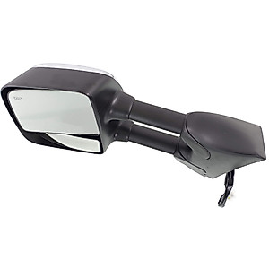 Kool-Vue Driver Side Mirror Compatible with 2004-2015 Nissan Titan Manual Folding, Heated, Chrome, With Blind Spot Glass, Towing, Power Glass, Black base - NI1320202