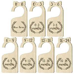 Malihome [Upgraded] Premium Wood Baby Closet Dividers Set of 7 from Newborn to 24 Months Baby Clothes Organizer Nursery Baby Closet Hanger Organizers Decor for Baby Boys or Girls (DoubleSided-1)