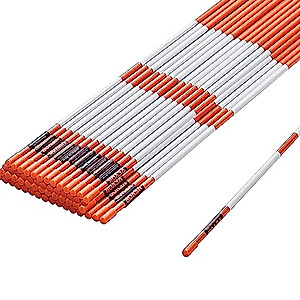 VEVOR Driveway Markers, 50 PCS 48 inch, 0.31 inch Diameter, Orange Fiberglass Poles Snow Stakes with Reflective Tape, 12" Steel Drill Bit & Protection Gloves for Parking Lots, Walkways Easy Visibility