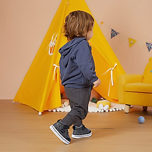 BMCiTYBM Baby Shoes Girl Boy Walking Shoes Winter Non Slip Sneakers Tennis Skate Shoes First Walkers 6 9 12 18 24 Months Grey/Black Size 12-18 Months