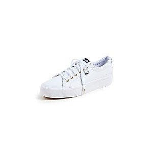 Keds Women's Jump Kick Duo Lace Up Sneaker, White/Gold, 10