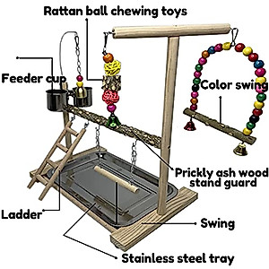 Tfwadmx Bird Playground Parrots Play Stand Birdcage Play Stand Play Gym Parakeet Ladders Exercise with Feeder Cups for Cockatoo Lovebirds SmallBirds Conure Cockatiel Cage Accessories Toy