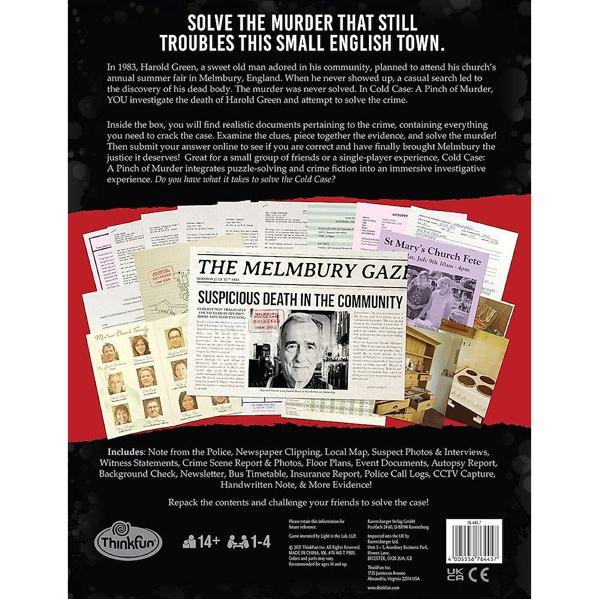 ThinkFun Cold Case: A Pinch of Murder – A Murder Mystery Game in a Box for Ages 14 and Up