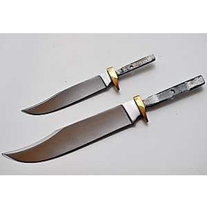 Whole Earth Supply Set of 2 Blades for Knife Making (5 1/4" & 7 1/2") Mini Hunter Blank Custom Game Hunting Blanks Skinning Knives