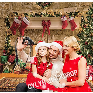 CYLYH 10x10 ft Christmas Photography Backdrops Christmas Fireplace Backdrop Child Christmas Party Decoration Background 087