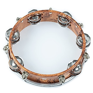 MUSCELL Tambourine for Adults,Hand Held Plastic Tambourines Drum Double Row Metal Jingles Musical Instrument-8"