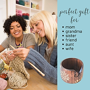 Large Yarn Bowl | 5 in x 7 in Yarn Bowls for Crocheting Large | Unique Design Crochet Bowl | Pine Wood Crochet Bowls for Yarn | Yarn Holder for Crocheting, Knitting, or Macrame| Crochet Yarn Bowl