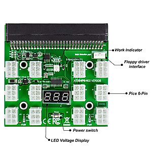 LXun Ethereum Mining ETH ZEC Power Supply 12V GPU/PSU Breakout Board for HP 1200w/750w Server PSU + 12pcs 16AWG PCI-E 6Pin to 6+2Pin Cables 27.5Inch Length(70CM, with 5 Nylon Cable Ties)