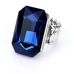 Awmnjtmgpw Fashion Retro Women's 925 Silver Cut gem Cubic Zirconia Zhenrong Inlaid Topaz Engagement Ring AAAA Zircon Ring 8 Blue Navy