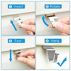 Hulzkon Vinyl Siding Hooks (60 Pack), Heavy Duty No-Hole Hangers Low Profile Design for Vinly Siding Decor, Wreaths, Tools, Lights, Outdoor Stainless Steel Vinyl Siding Clips