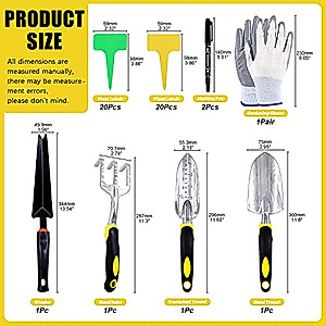 Mardatt 47Pcs Heavy Duty Garden Tools and Gardening Accessories Kit with Gloves, Trowel, Rake, Transplanter,T-Type Plant Tags, Gardening Hand Tools for Digging, Weeding, Loosening, Transplanting