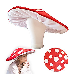 Dreamstall Mushroom Hat Costume Cosplay Accessory Party Hat Cap, Oversized with Wired Brim (Red)