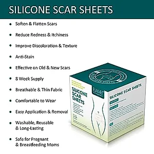Silicone Scar Sheets (1.6” x 120” Roll-3M), Silicone Scar Tape Roll, Scar Silicone Strips, Reusable, Professional Scar Removal Sheets for C-Section, Surgery, Burn, Keloid, Acne et