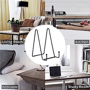 Kruodop 3 Pack 6 Inch Plate Stands for Display, Plate Holder Display Stand, Picture Frame Stand Black Metal Frame Holder Stands for Book,Small Easel,Decorative Plate,Photo and Platter,Tabletop Art