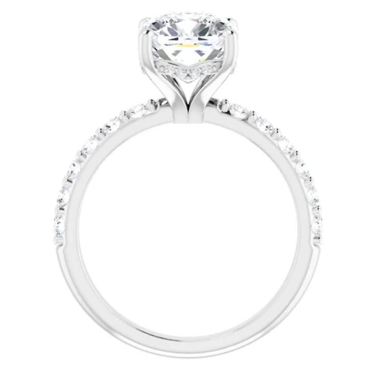 14K Gold Handmade 3 CT Cushion Cut VVS1 Colorless Moissanite Engagement Ring for Women Bridal Set Moissanite Wedding Ring for Gifts (White Gold, 8.5)