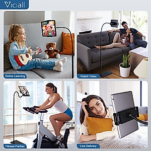 VICIALL Tablet Stand Adjustable, Gooseneck Swivel Tablet Holder Mount with Adjustable Height & Heavy Duty Stable Base, Compatible with iPad Mini, Galaxy Tab, Kindle, Cell Phones
