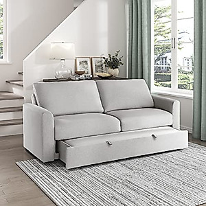 Lexicon Indale Convertible Studio Sofa Sleeper, Wooden Leg, Gray, Grey
