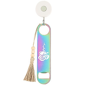 Bar Key for Bartenders Girls, Rose Woman Bartender Opener Rainbow Stainless Steel Bottle Opener, Funny Flat Bottle Opener Bartender Gift for Bartender Woman…