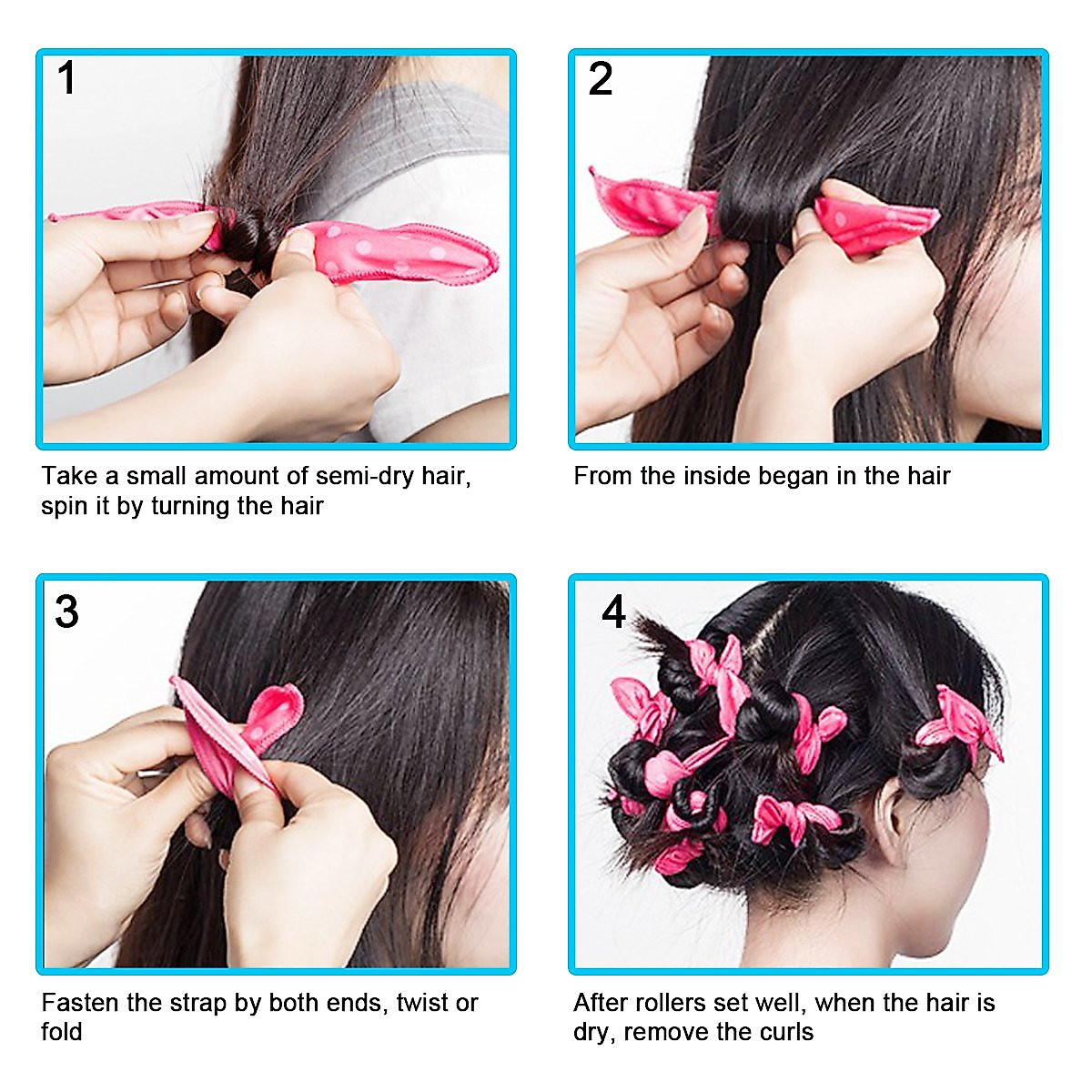 30 Pieces Hair Curler Rollers DIY Night Sleep Foam Hair Styling Tools Flexible Soft Sponge Pillow Hair Rollers With Storage Bag (5 Colors)