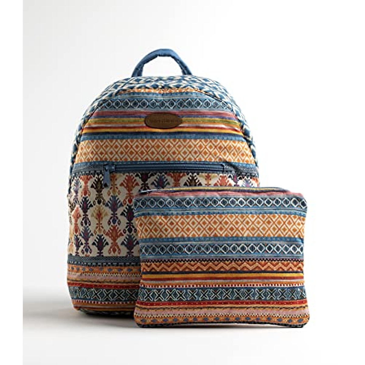 Maison d' Hermine Backpack Cotton Shoulder Backpack with Small Pouch Lightweight Bag for Travel Work Beach Perfect for Women & Men (Ikat - Ikatan)